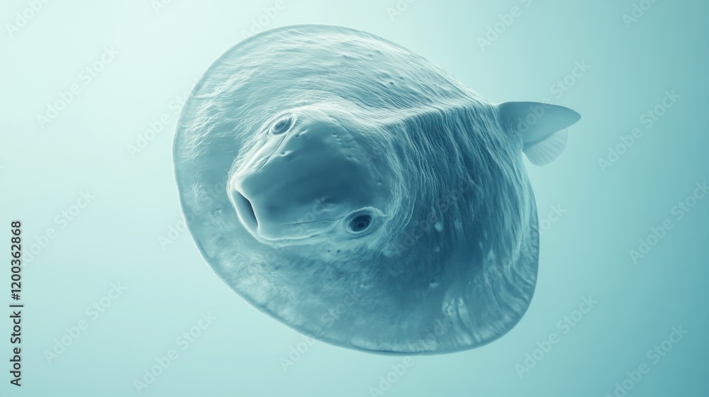 Overhead close-up of a mola mola, ocean sunfish, showing its unique ...