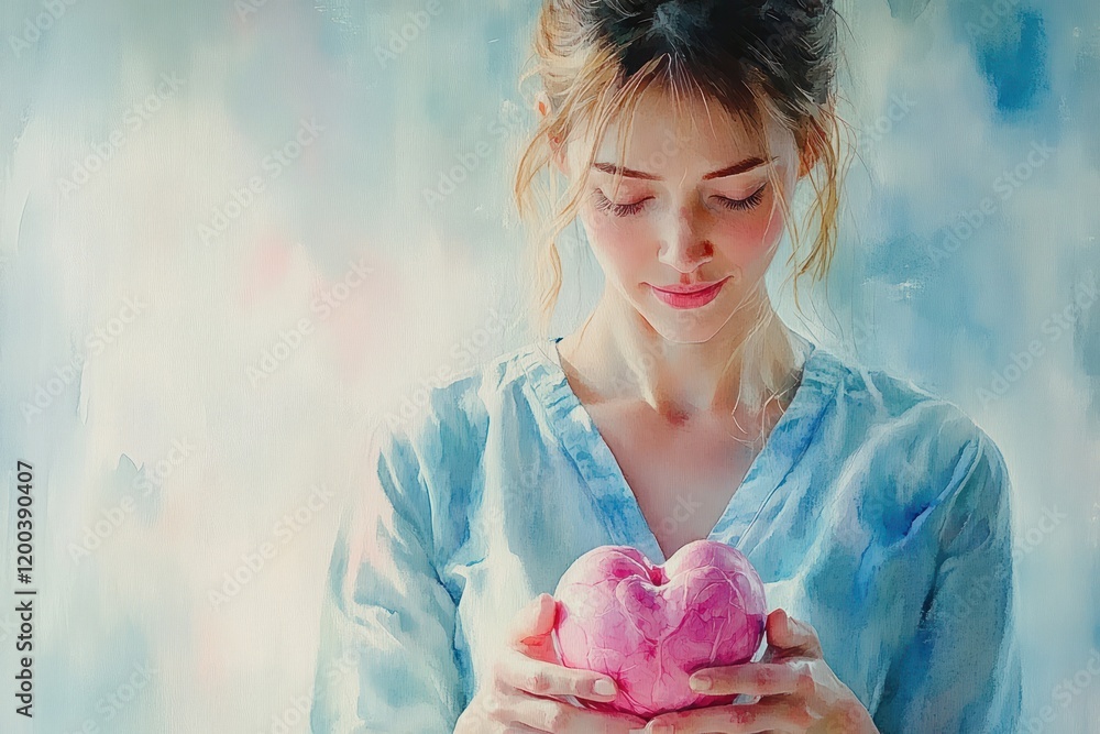 woman holding anatomical uterus model female reproductive health PCOS ...