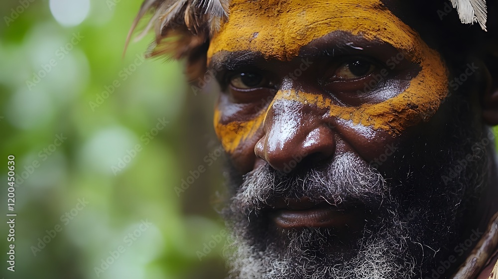 Papua New Guinea tribal man portrait, jungle background, cultural ...
