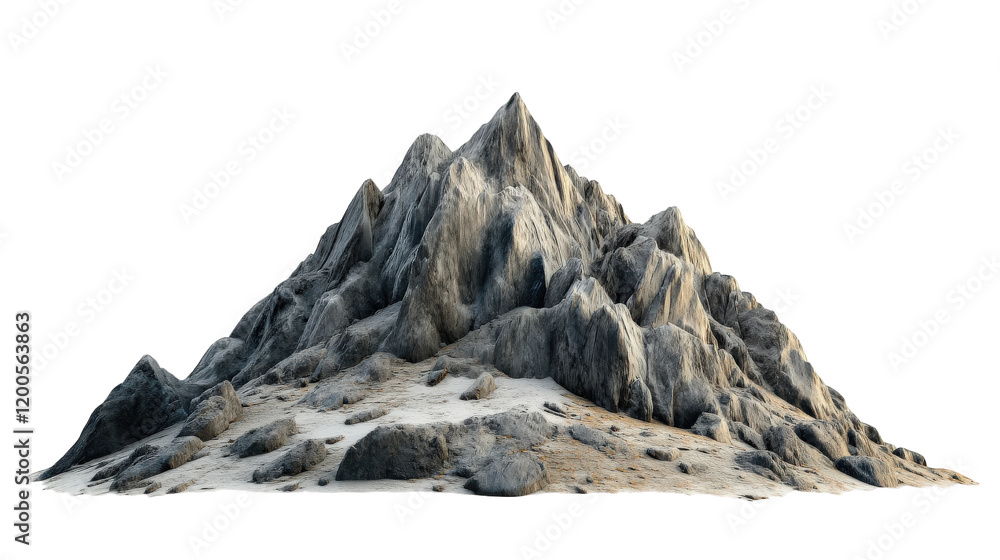 rocky mountain isolated on transparency background, showcasing rugged ...