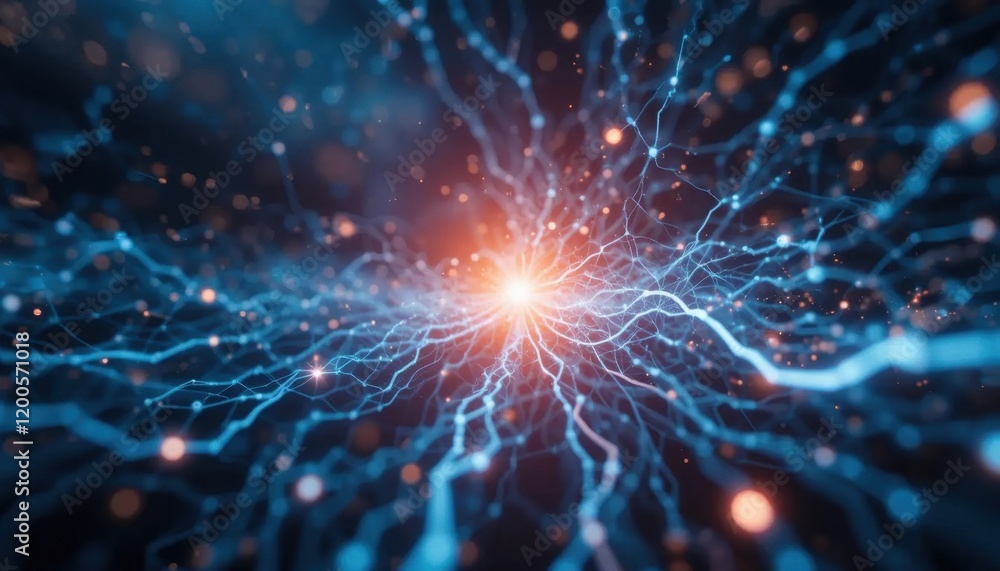 Abstract Neural Network Visualization: A Digital Depiction of Connectivity and Energy Flow Stock ...