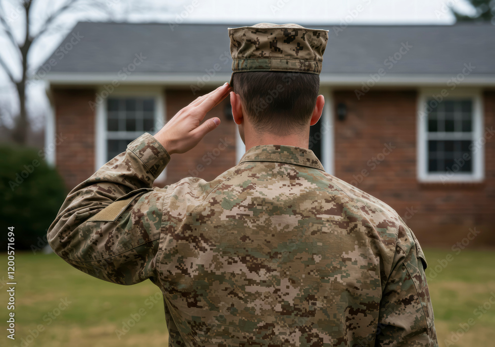 United States Marine Corps soldier saluting outdoors, embodying respect ...