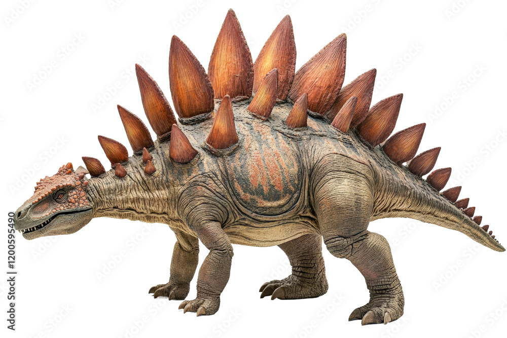Realistic model of a prehistoric dinosaur representing a stegosaurus ...