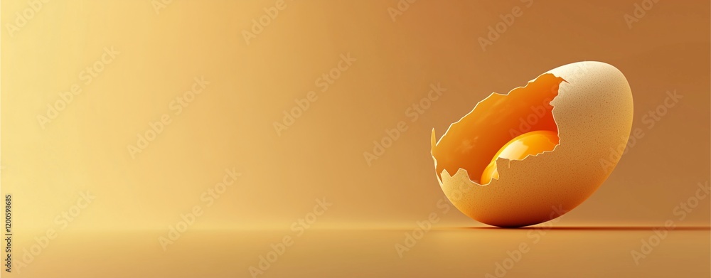 Cracked egg with shell isolated on white background featuring fresh ...