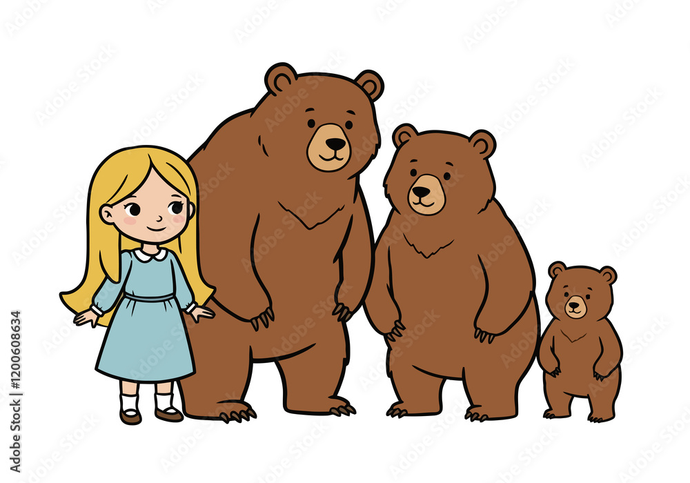 Ilustración de Stock Goldilocks and the three bears clip art. A ...
