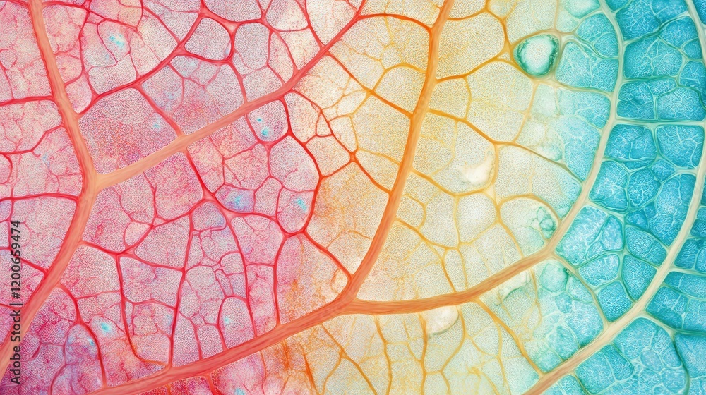 microscopic image showing the structure of a leaf, emphasizing veins ...