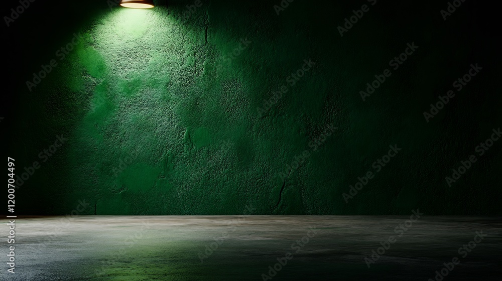 Dark Green Wall with Spotlight and Concrete Floor: A Moody, Dramatic ...