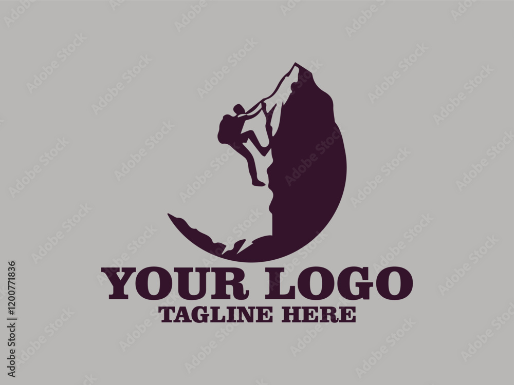 Rock climbing adventure, climber facing steep cliffs vector ...