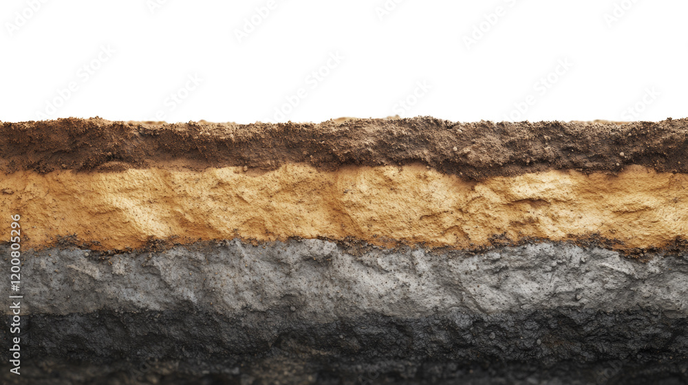 A detailed cross-section image reveals distinct layers of soil ...