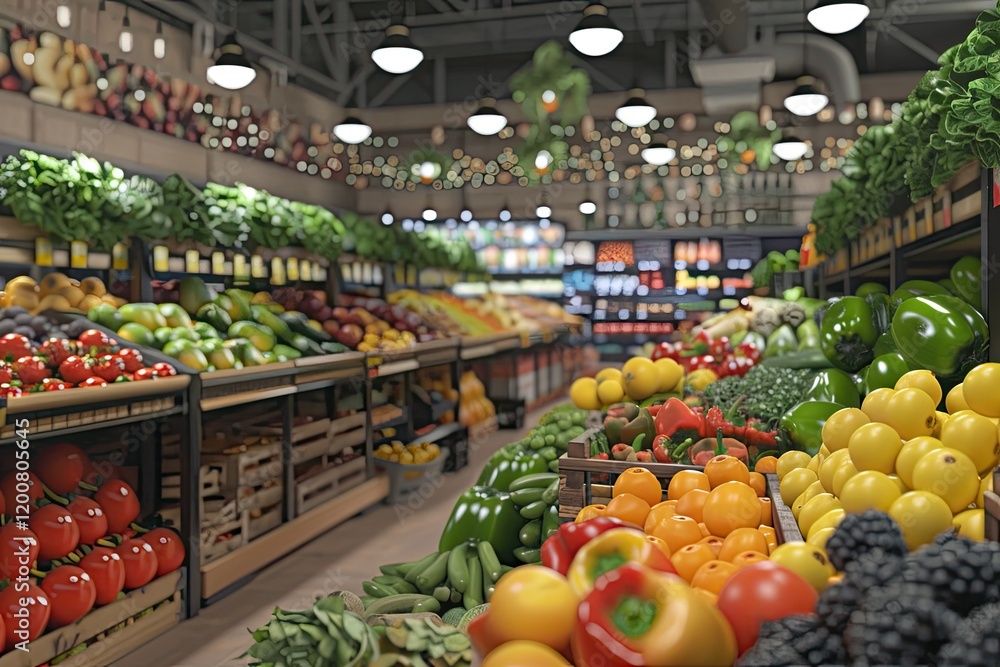 High Resolution Image of Bustling Grocery Store with Wide Variety of ...