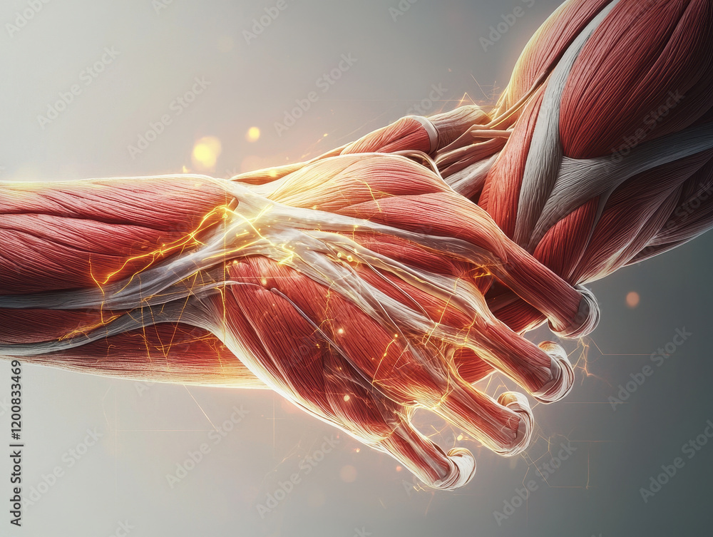 Anatomical breakdown of muscle structure in human arm, showcasing ...