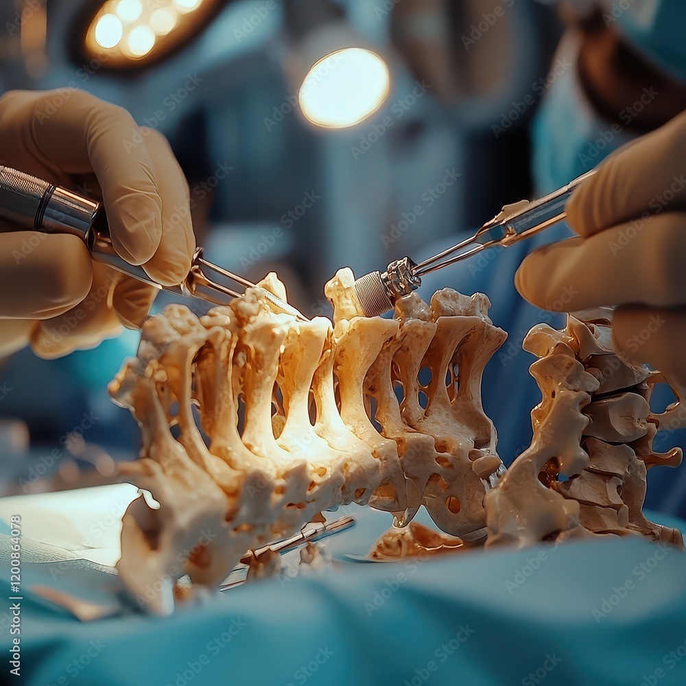Surgical Procedure on Human Spine Model in Medical Facility Stock ...