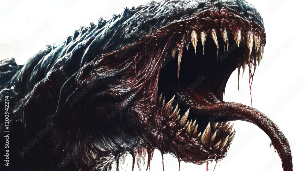 Monster mouth vector icon, creepy yelling beast jaws with sharp teeth ...