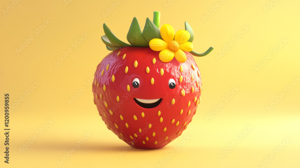 Briar fruit cartoon character depicting smiling glossy red berry with ...