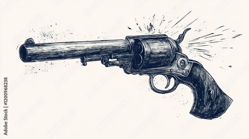 Flintlock pistol, pirate gun firelock musket isolated monochrome icon ...