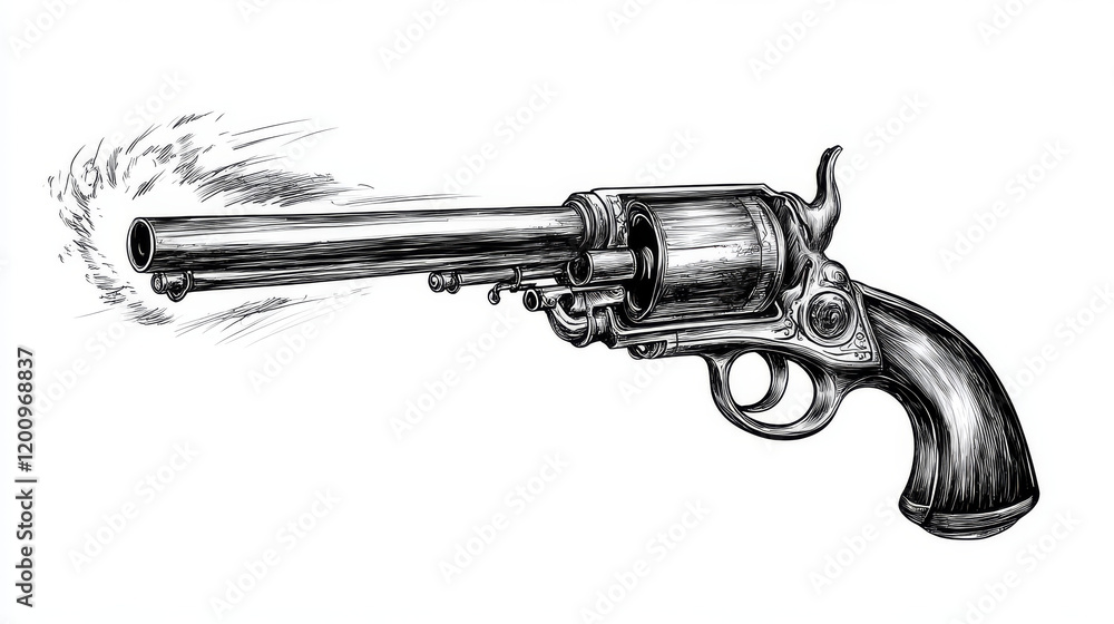 Flintlock pistol, pirate gun firelock musket isolated monochrome icon ...