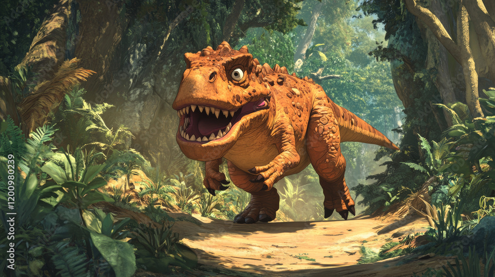 Cartoon carnotaurus dinosaur character. Isolated vector theropod dino ...