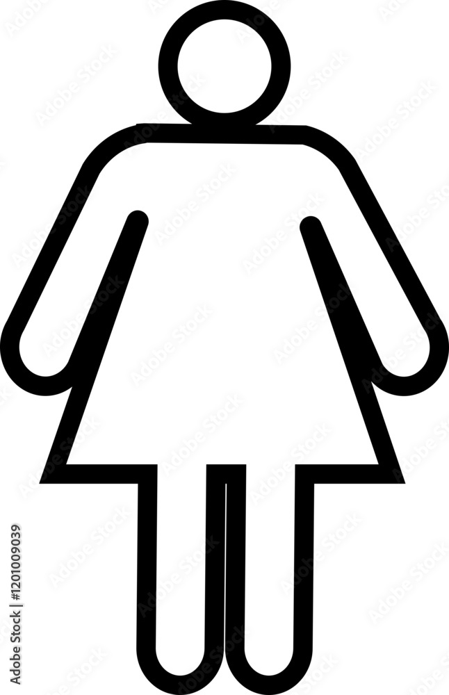 Male and female bathroom or restroom sign flat and line icon. Toilet ...