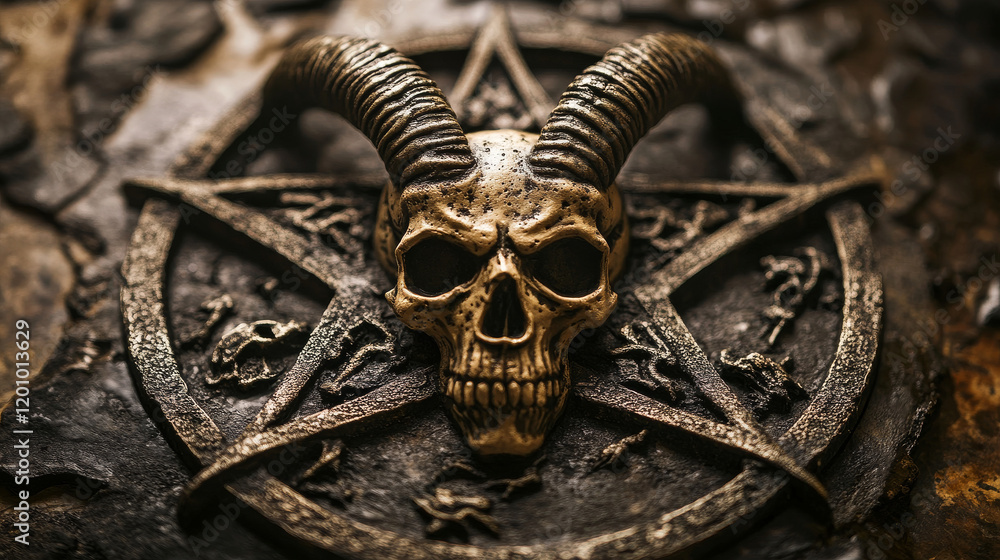 Pentagram tarot symbol of devil Baphomet, occult magic and esoteric ...