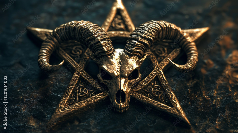 Pentagram tarot symbol of devil Baphomet, occult magic and esoteric ...