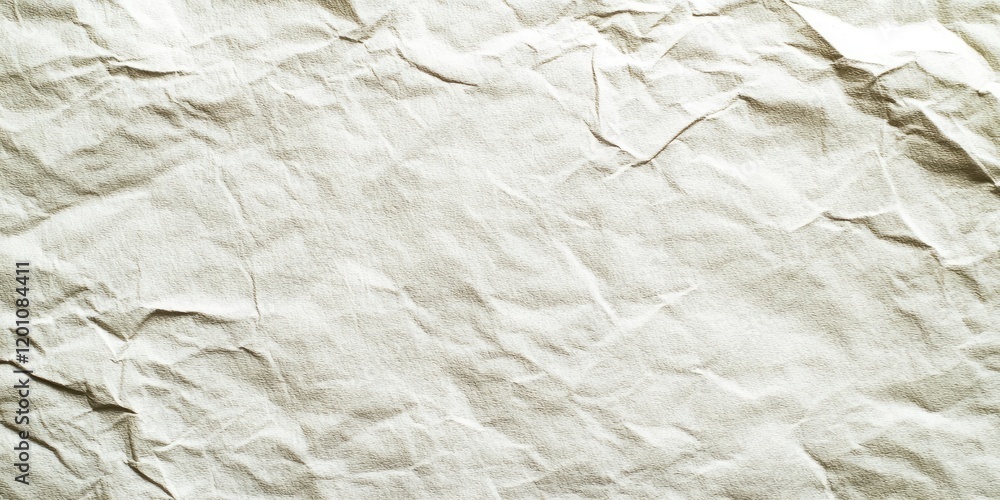 Wrinkled light beige paper texture with natural creases and folds ...