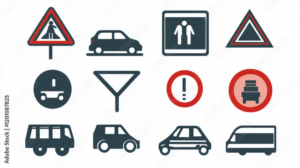 Road symbols and pictograms for transportation design, such as idea of ...