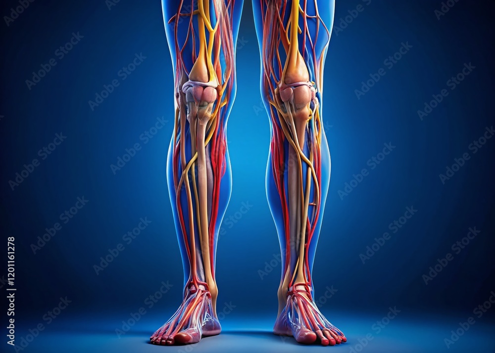 Human Anatomy: Anterior View of Lower Limbs, Circulatory & Nervous ...