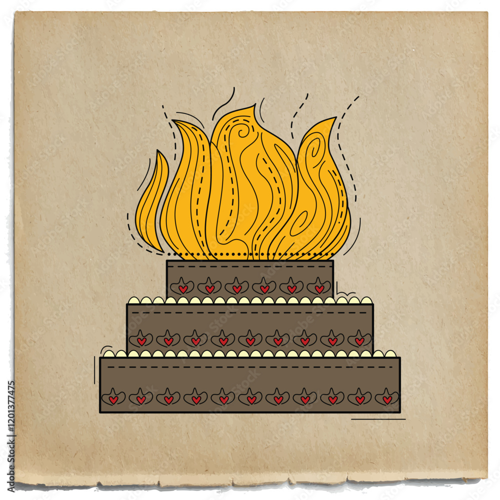vector illustration of desi (indian) art style hindu fire ritual. Stock ...