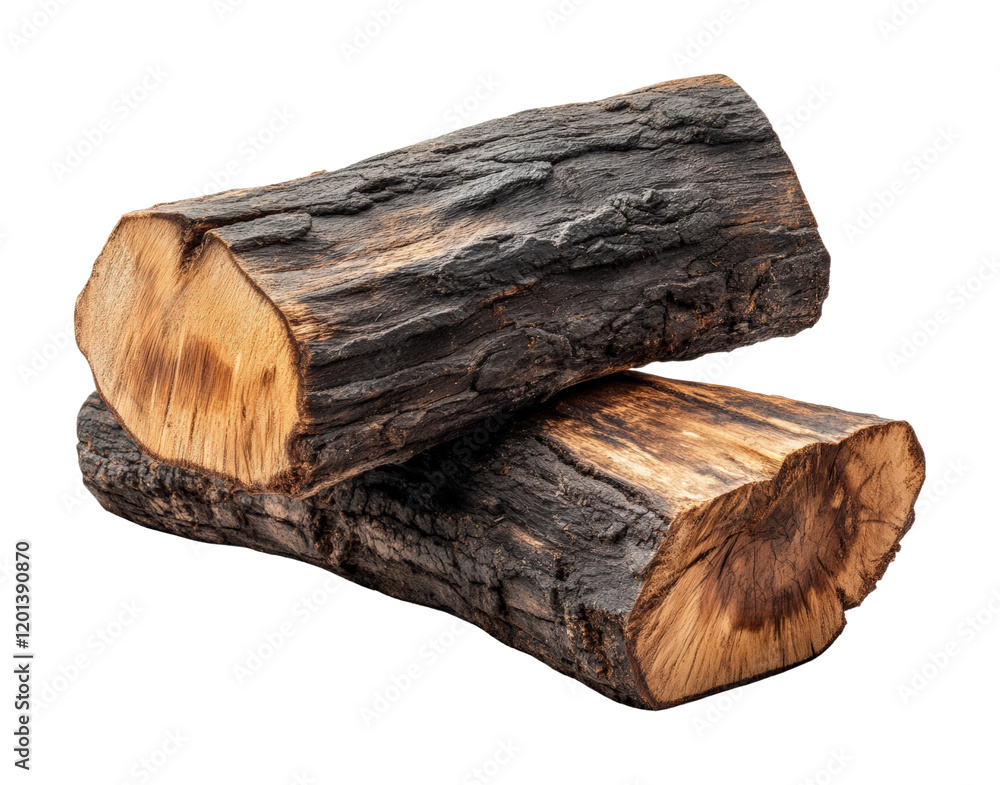 Two log wood display on transparent background nature high fidelity ...