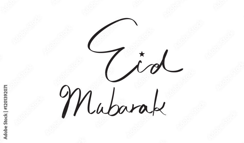 Eid mubarak text font calligraphy script hand written lettering black ...