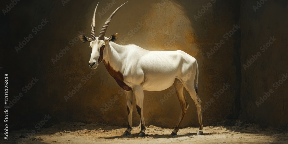 Calf Scimitar oryx, also known as the scimitar horned oryx, is a ...