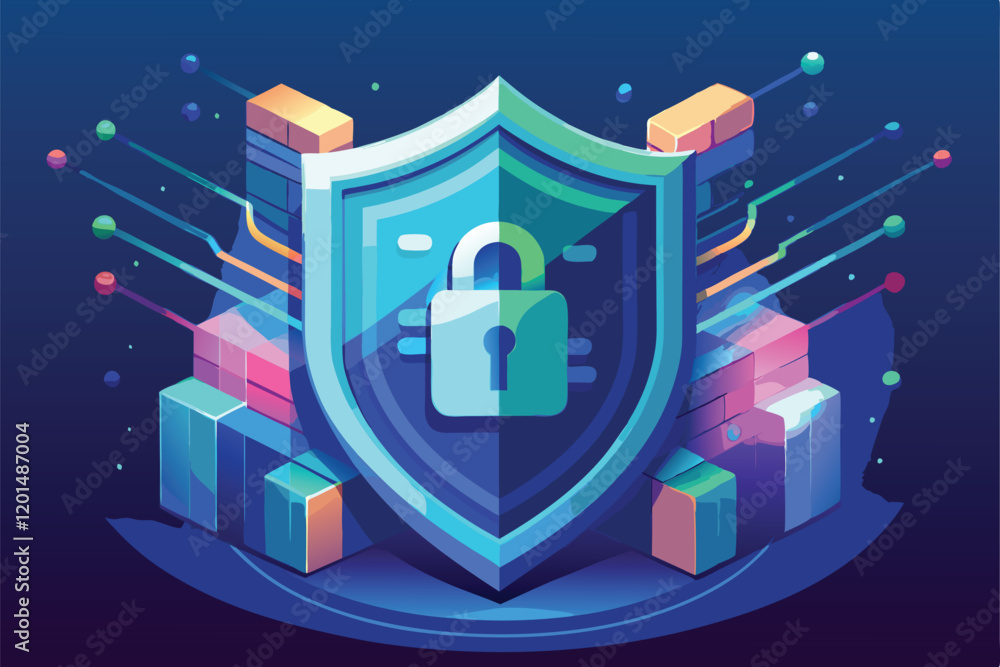 Data Protection Shield vector illustratin, A sleek and modern shield ...