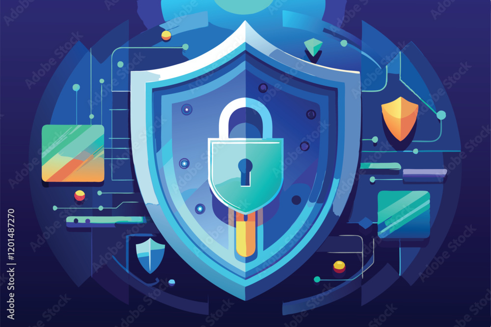 Data Protection Shield vector illustratin, A sleek and modern shield ...