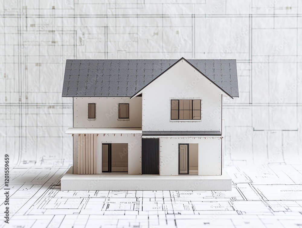 Architecture paper blueprint and scale paper model house. Model house ...