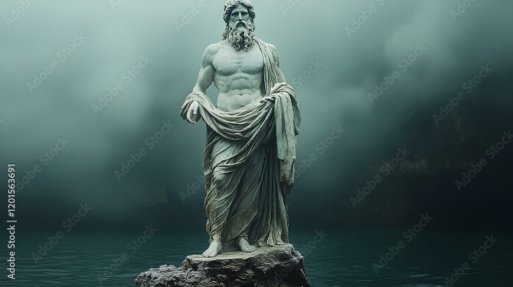 Ancient Greek statue of god Zeus in marble. roman god Jupiter. greek ...