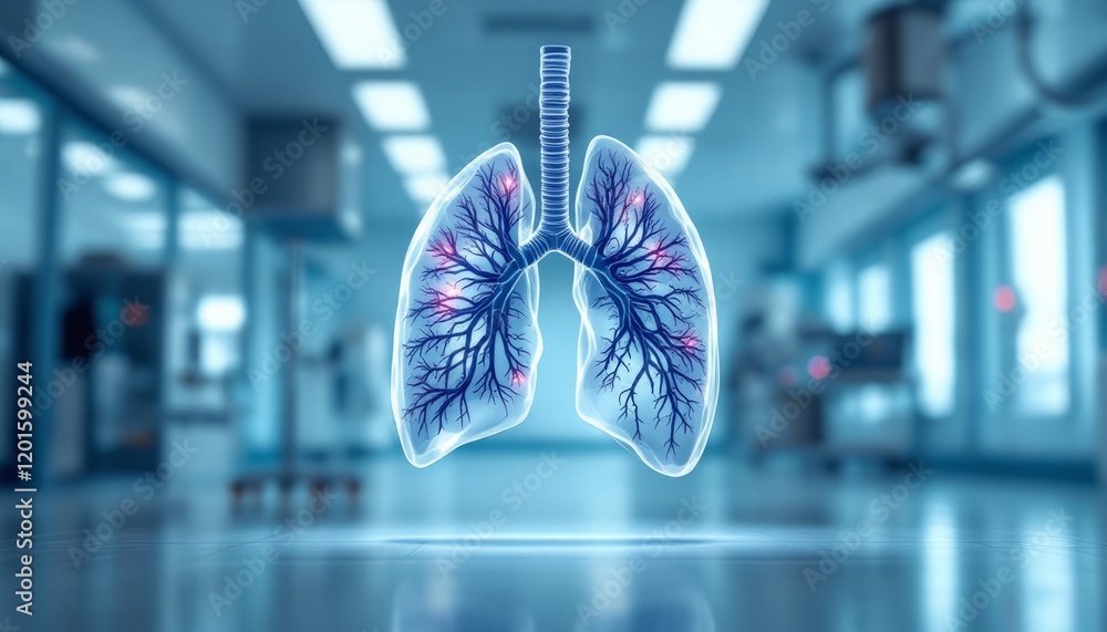 Lungs Anatomy: A detailed 3D model of human lungs with highlighted ...