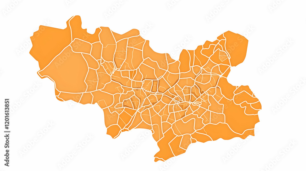 City map urban planning, district boundaries, infrastructure ...