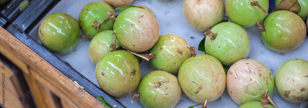Panorama pile of Star apple Vietnamese breast milk fruit or Vu Sua at ...