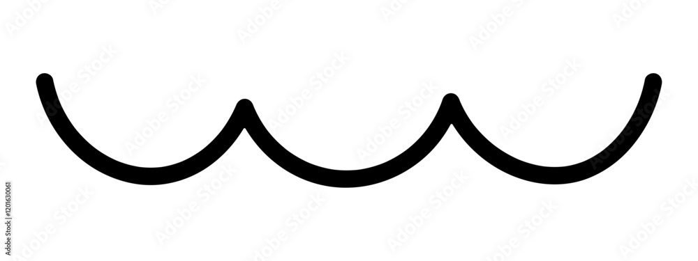 Wavy concave line. Sketch. Horizontal amplitude of oscillation. Hand ...