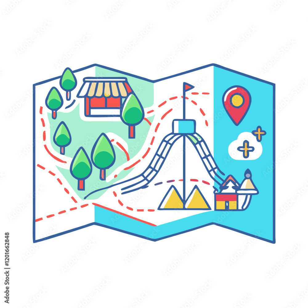 theme park map icon, theme park map vector illustration-simple ...