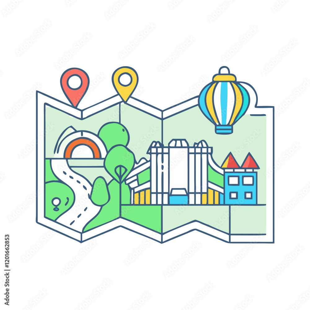 theme park map icon, theme park map vector illustration-simple ...