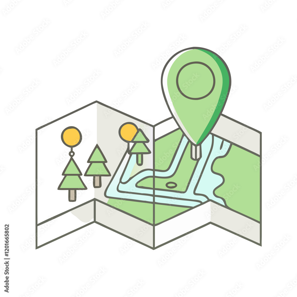 park map icon, park map vector illustration-simple illustration of park ...