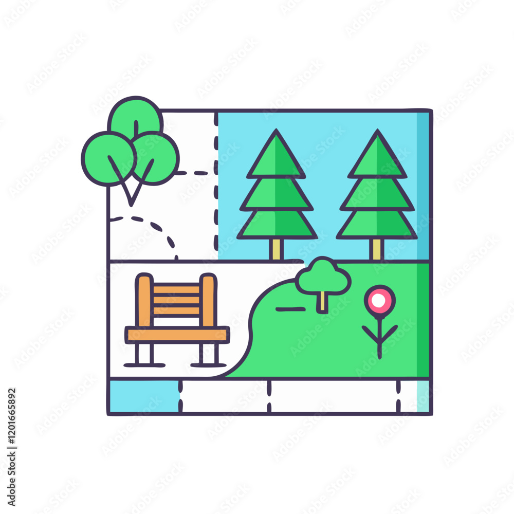 park map icon, park map vector illustration-simple illustration of park ...
