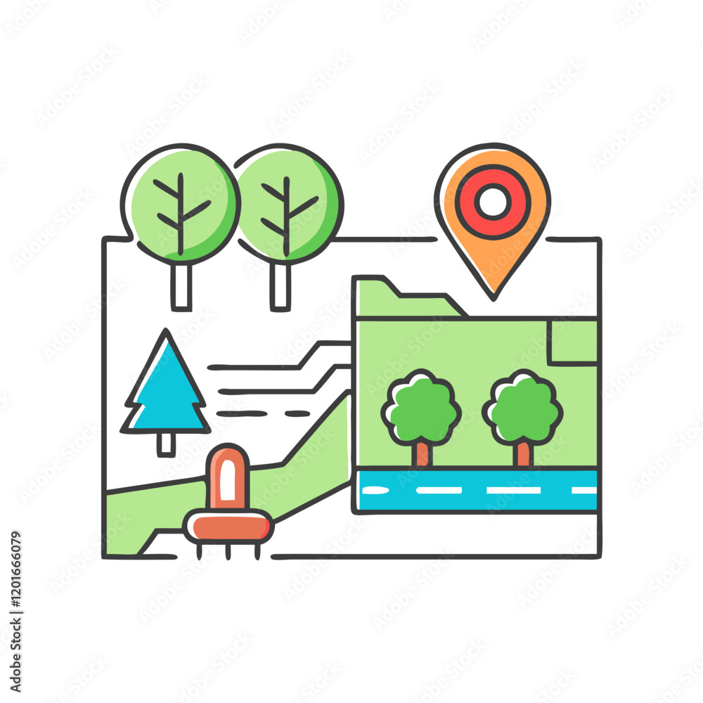 park map icon, park map vector illustration-simple illustration of park ...