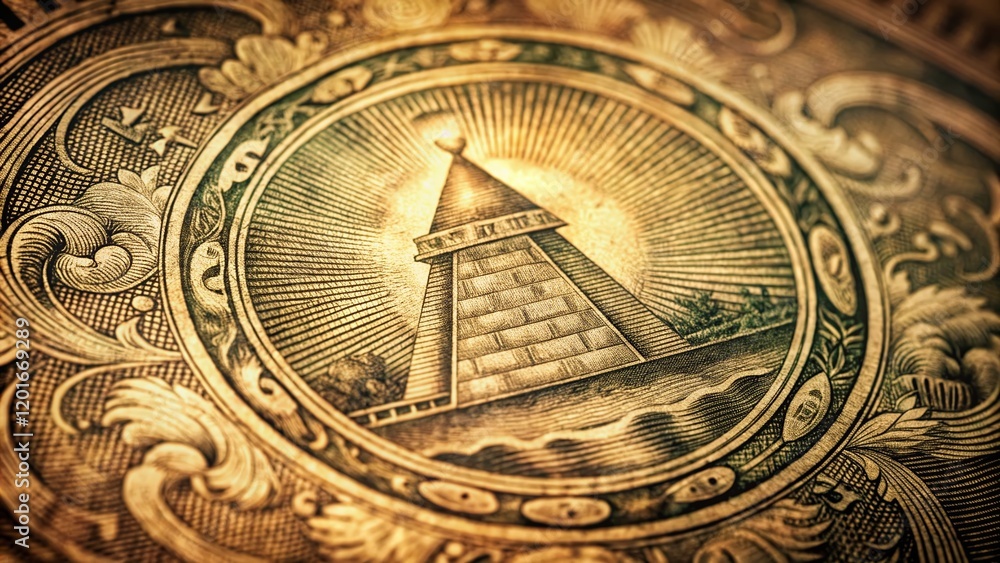 Vintage Photo of One Dollar Bill Masonic Symbols, Aged Paper Texture ...