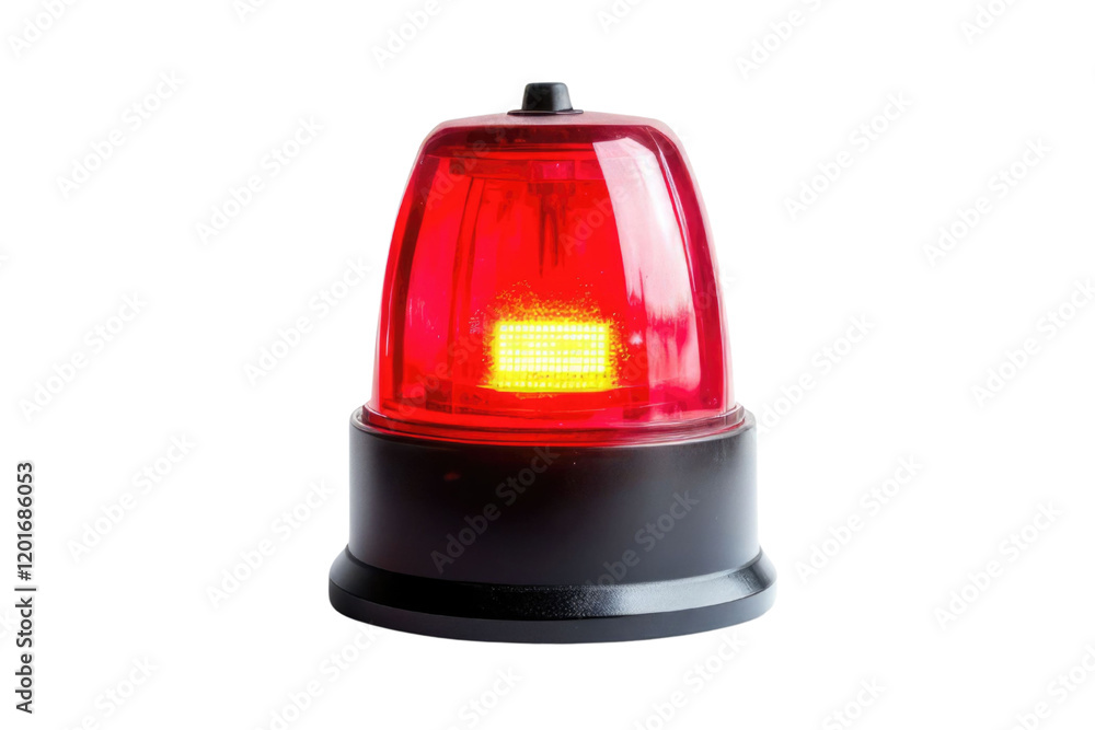 Red siren emergency warning light with black base that are currently on ...