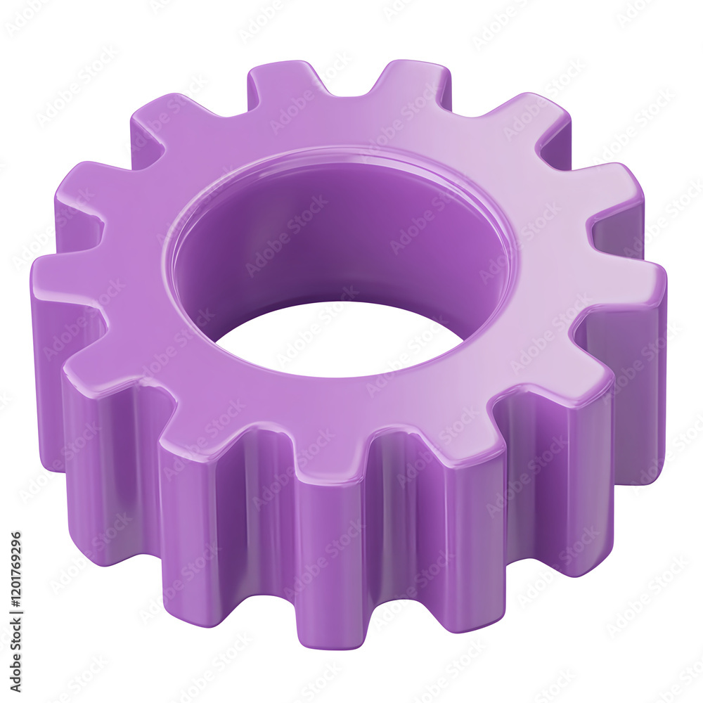 A vibrant purple gear, sleek and shiny, symbolizes progress and ...