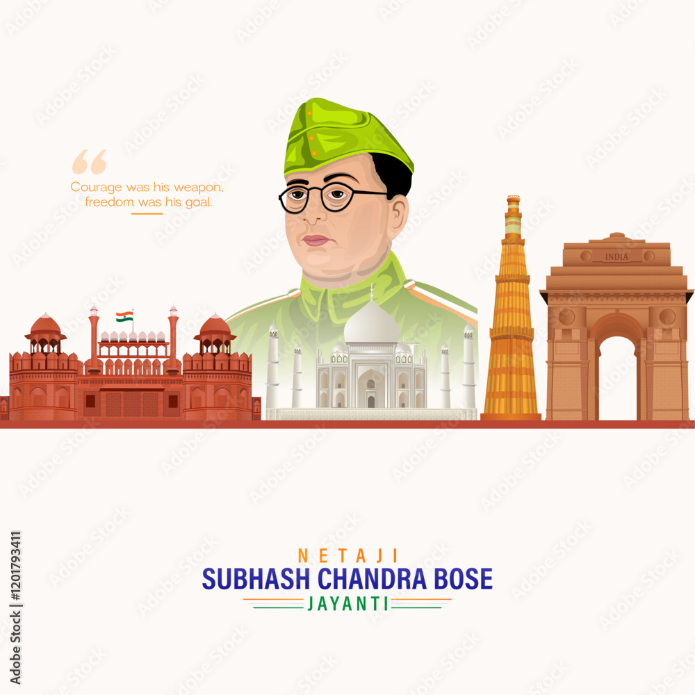 Netaji Subhas Chandra Bose Jayanti Poster, Indian monuments. Happy ...