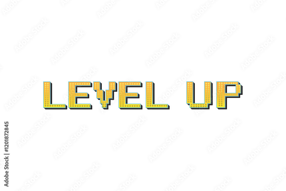 LEVEL UP. pixel art .8 bit game. retro game. for game assets in vector ...