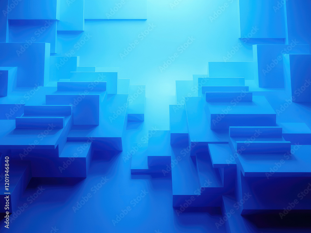 abstract blue background with layered rectangular and triangular shapes, color harmony, abstract ...